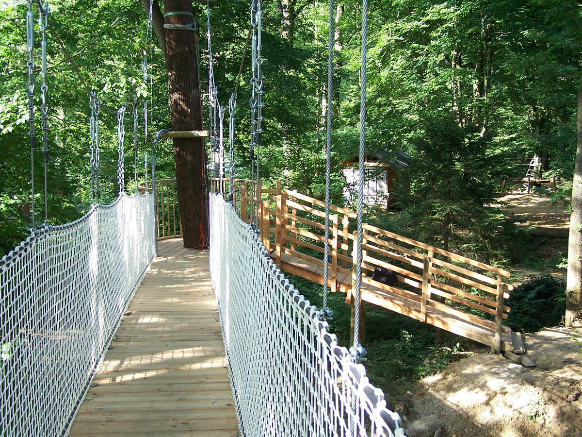 Aerial game construction for forest aerial adventure parks